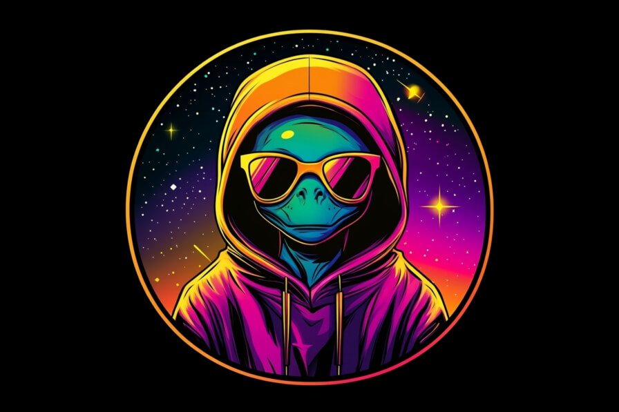 Download Stylized Alien Character in Cosmic Background Backgrounds ...