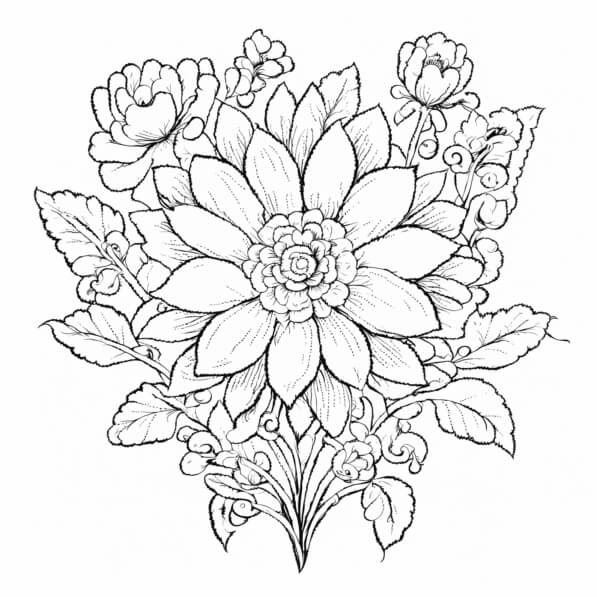 Download Intricate Floral Line Drawing Coloring pages Online - Creative ...