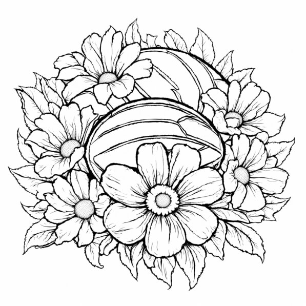 Download Floral Composition with Striped Eggs Coloring pages Online ...