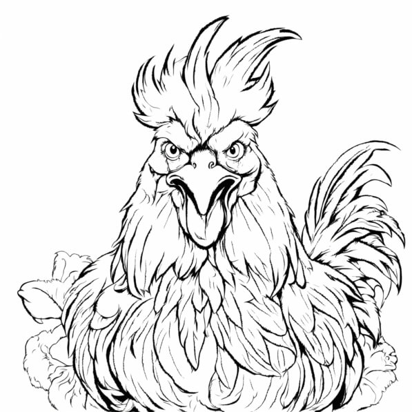 Download Aggressive Rooster Illustration Coloring pages Online ...