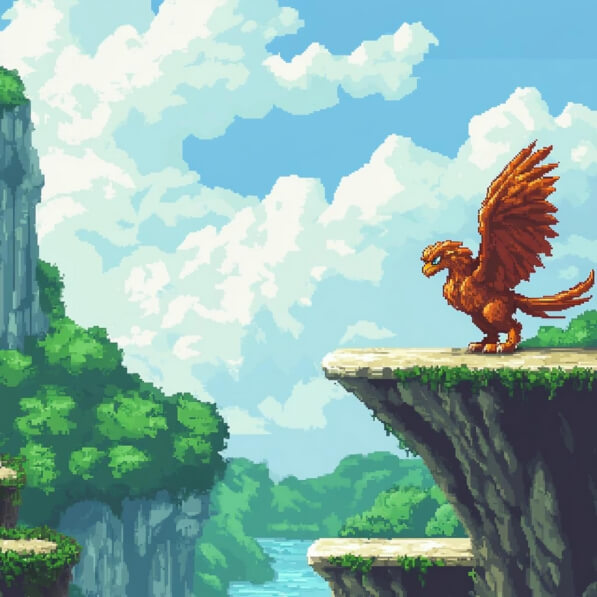 Download Pixel Art Griffin in a Fantasy Landscape Backgrounds Online ...