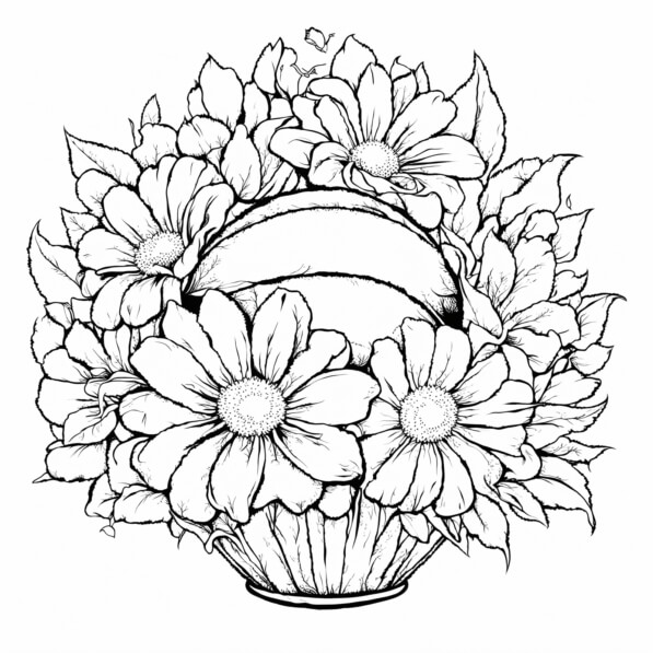 Download Intricate Flower Bouquet Line Drawing Coloring pages Online ...