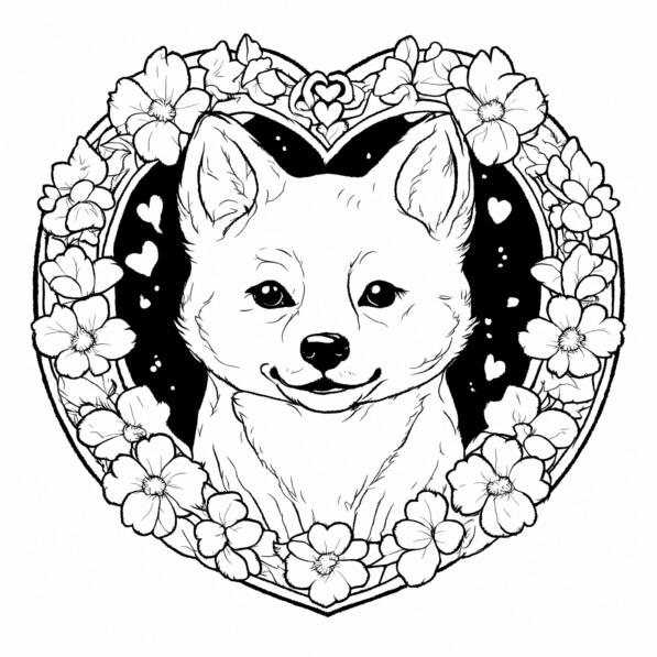 Télécharger Illustration d'un chien dans un cœur floral Pages de ...