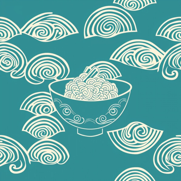 Download Stylized Bowl of Noodles with Wave Patterns Patterns Online ...