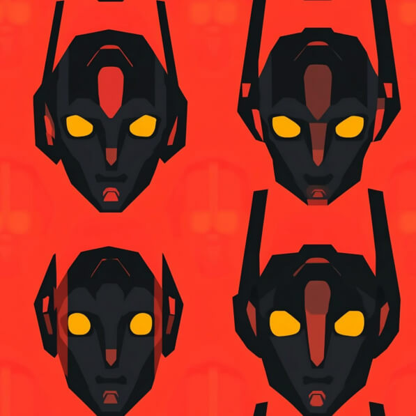 Download Stylized Robotic Faces on Red Background Patterns Online ...