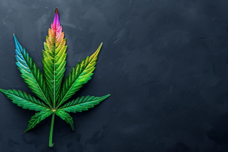 Descarga Hoja de Cannabis Colorida sobre Fondo Oscuro Fondos En Línea - Creative Fabrica