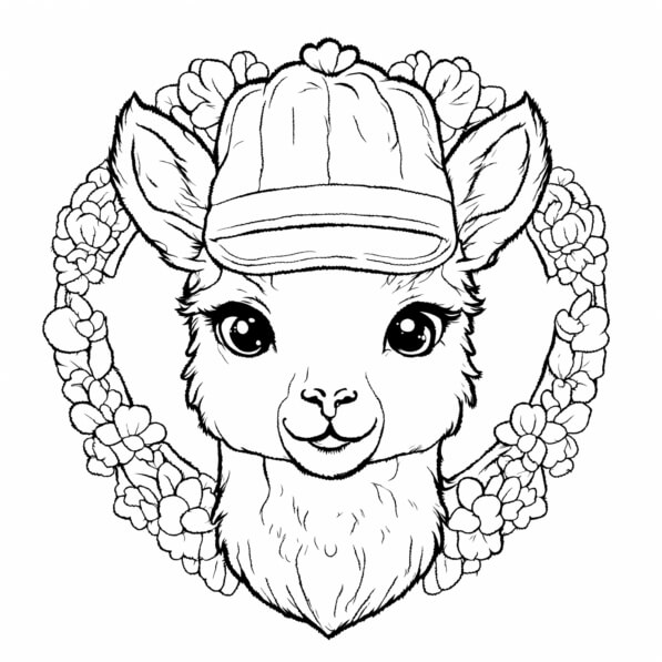Descarga Ilustración de llama linda con flores Páginas para colorear En ...