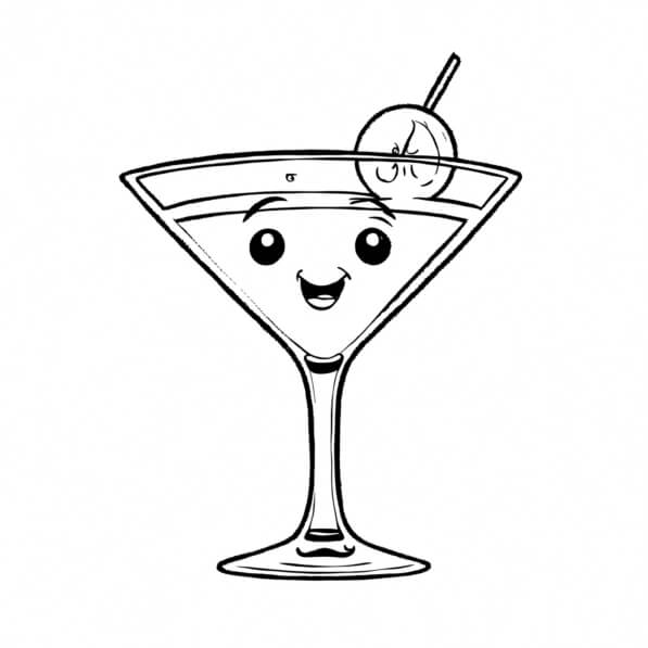Download Happy Martini Glass Coloring pages Online - Creative Fabrica