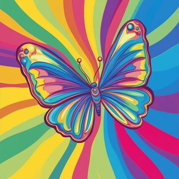 Baixe Borboleta Colorida com Fundo Arco-Íris Backgrounds - Creative Fabrica