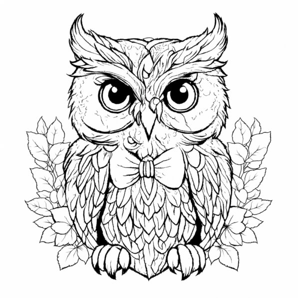 Download Intricate Owl Drawing with Floral Elements Coloring pages ...