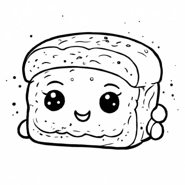 Download Cute Cartoon Bread Slice Coloring pages Online - Creative Fabrica