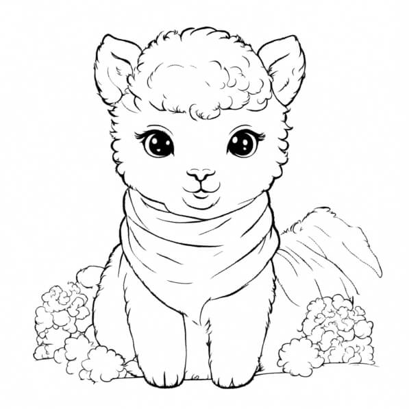 Descarga Llama de dibujos animados linda con bufanda Páginas para ...