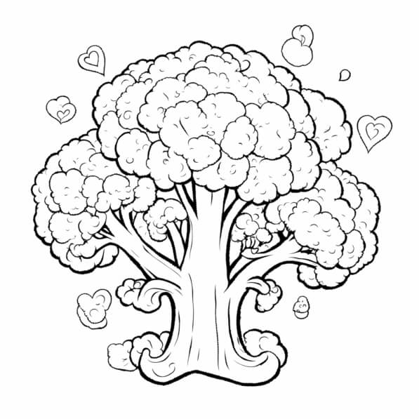Download Whimsical Broccoli Tree Illustration Coloring pages Online ...