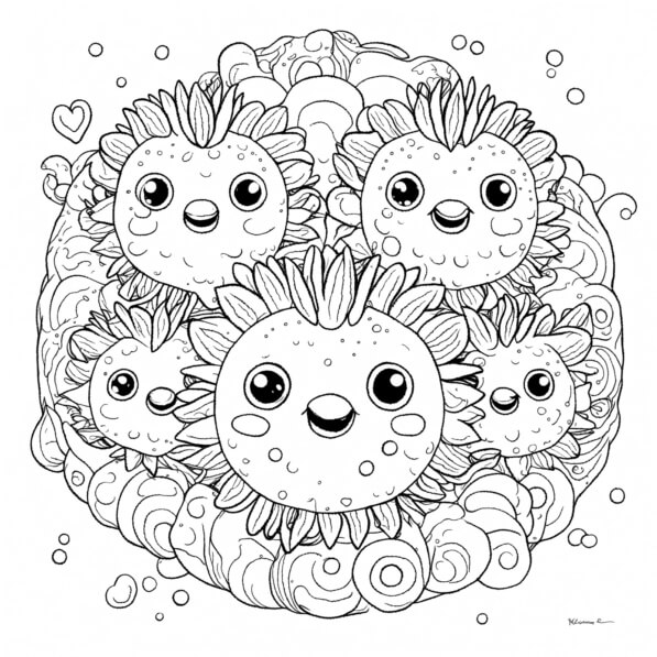 Download Cute Cartoon Pufferfish in a Whimsical Design Coloring pages ...