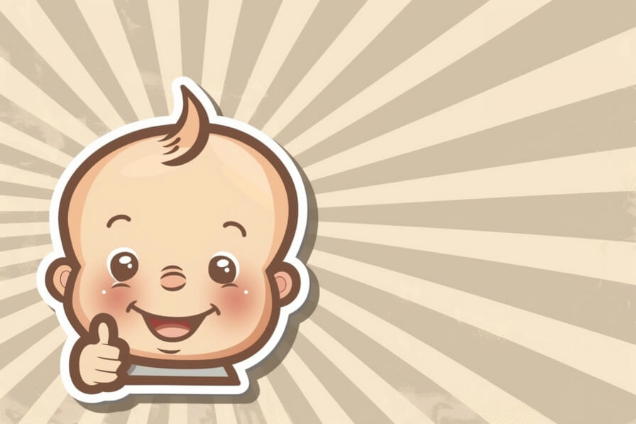 Download Cheerful Cartoon Baby Character with Thumbs Up Backgrounds ...