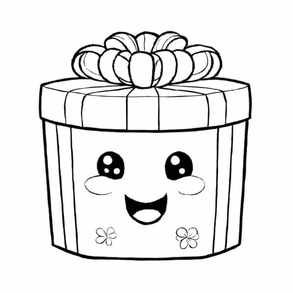 Download Cartoonish Gift Box with Smile Coloring pages Online ...