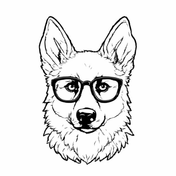 Download Stylized Corgi Dog with Glasses Coloring pages Online ...