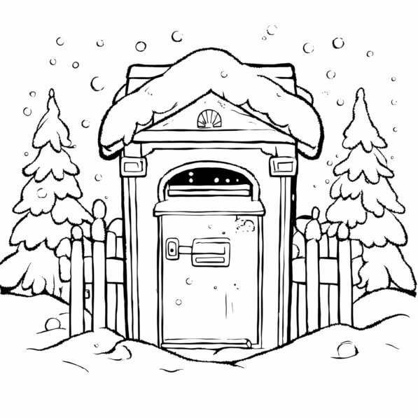 Descarga Casa de invierno en un paisaje nevado Páginas para colorear En ...