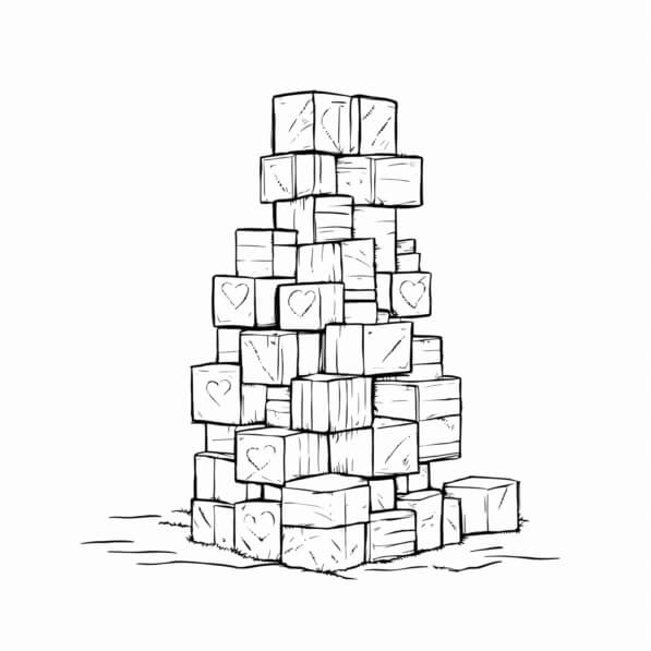 Download Stack of Wooden Blocks with Heart Designs Coloring pages ...