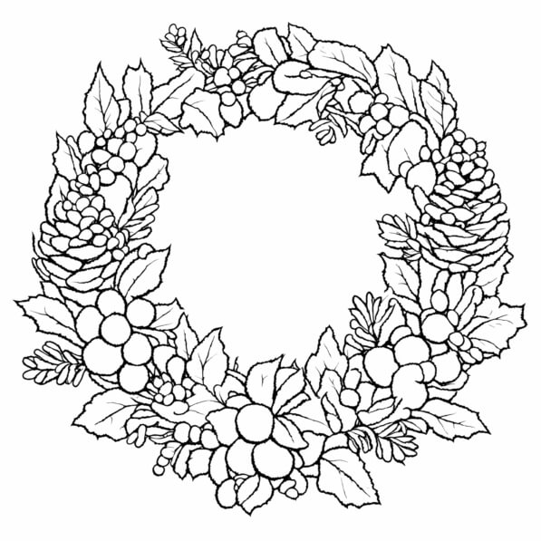 Download Floral Wreath Line Drawing Coloring pages Online - Creative ...