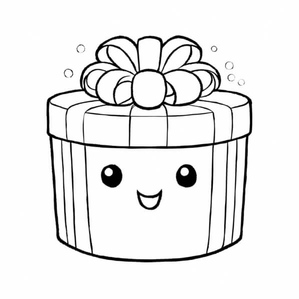 Download Cute Cartoon Gift Box Coloring pages Online - Creative Fabrica