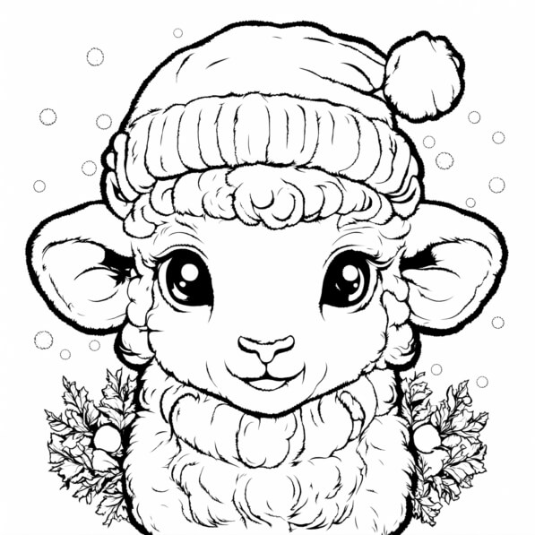 Download Cute Christmas Sheep Illustration Coloring pages Online ...