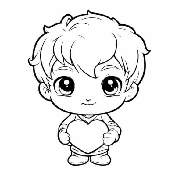 Download Chibi Character Holding a Heart Coloring pages Online ...