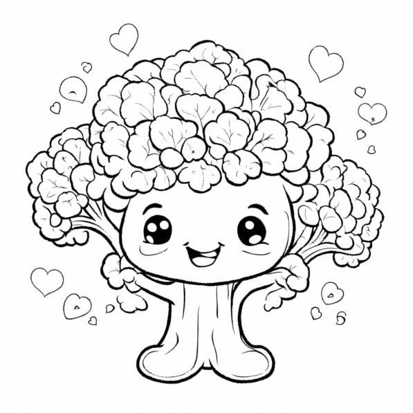 Download Cute Cartoon Broccoli Character Coloring pages Online ...