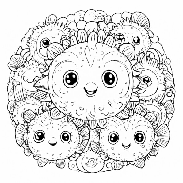 Download Playful Pufferfish Illustration Coloring pages Online ...