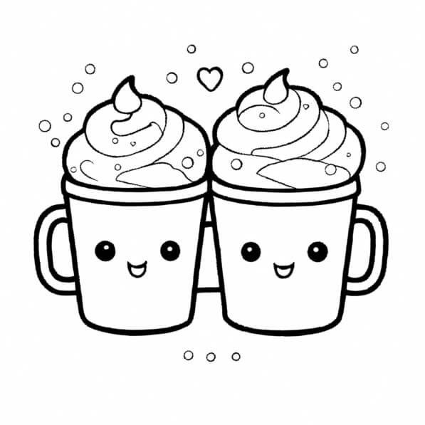 Download Cute Cartoon Mugs with Frosting Coloring pages Online ...