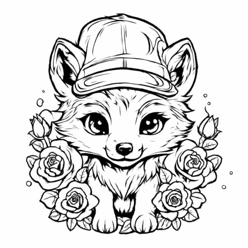 Download Cute Fox Coloring Page with Mountains Coloring pages Online ...