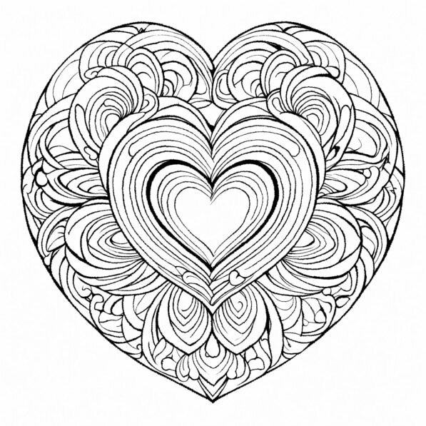 Download Intricate Heart Design Coloring pages Online - Creative Fabrica