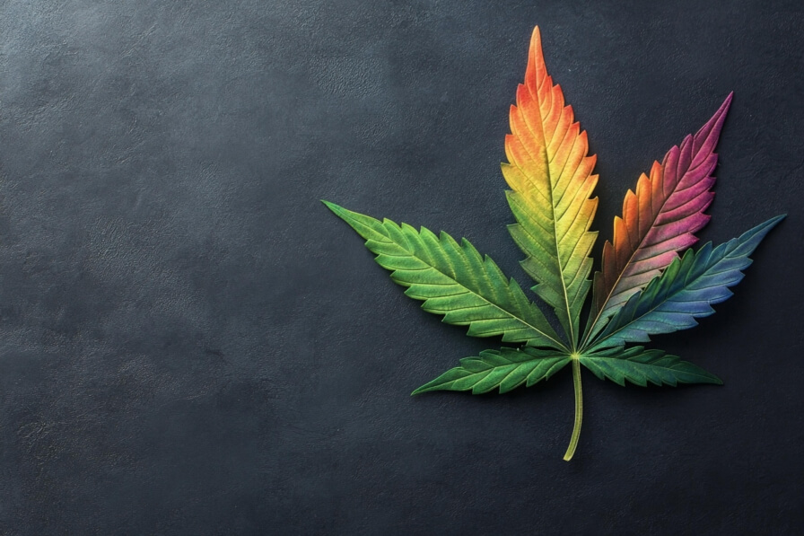 Download Colorful Cannabis Leaf on Dark Background Backgrounds Online ...