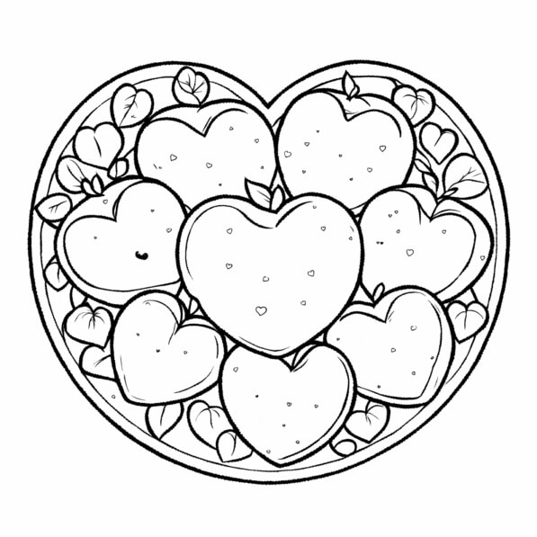 Download Heart-Shaped Apples Illustration Coloring pages Online ...