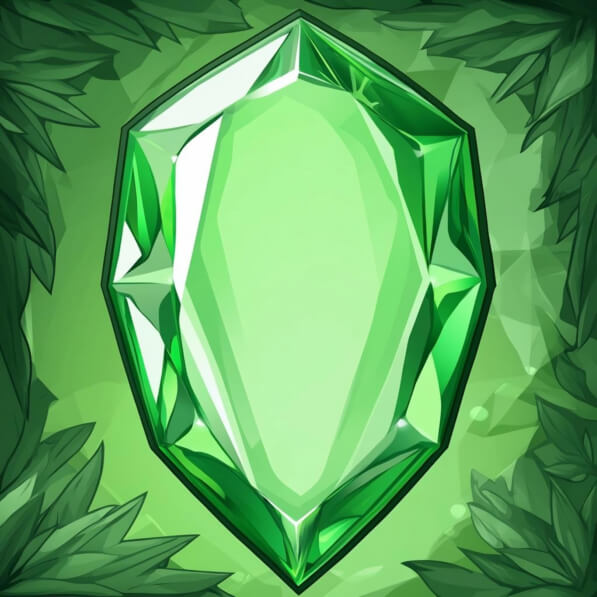 Descarga Gema verde en forma de escudo rodeada de hojas Fondos En Línea ...