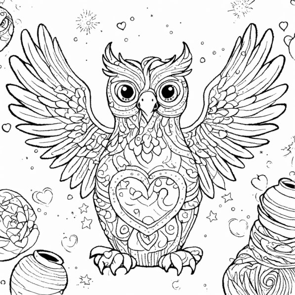 Download Whimsical Owl Coloring Page Coloring pages Online - Creative ...