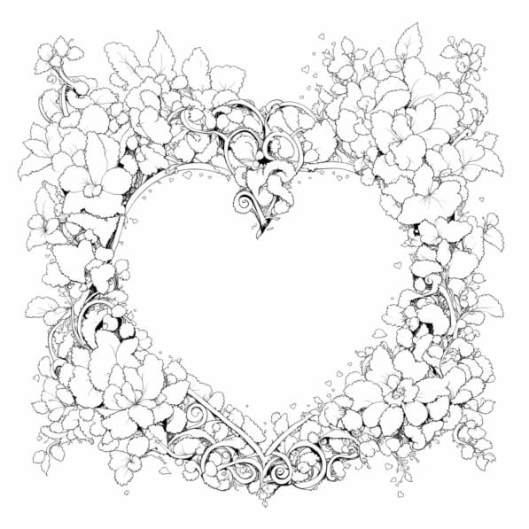 Scarica Cornice a Cuore Floreale Pagine da colorare Online - Creative ...