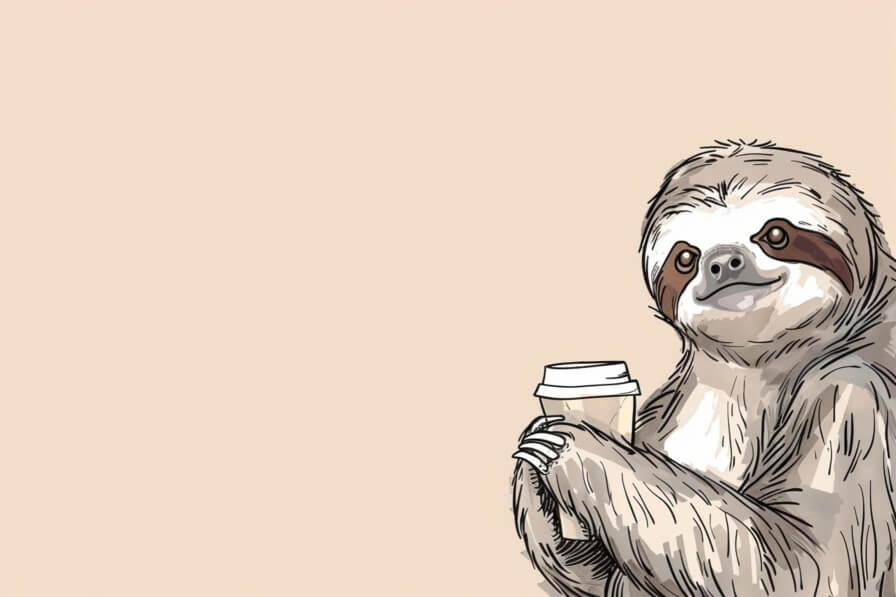 Download Sloth Holding Coffee Cup Backgrounds Online - Creative Fabrica