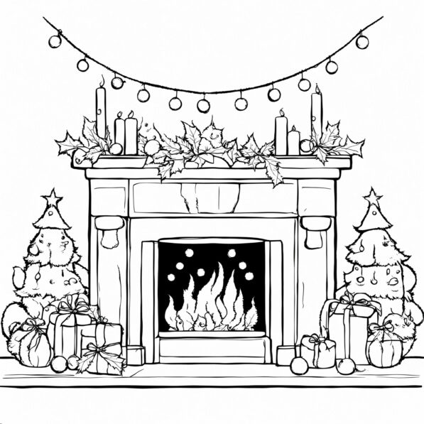 Download Cozy Holiday Fireplace with Christmas Trees and Presents ...