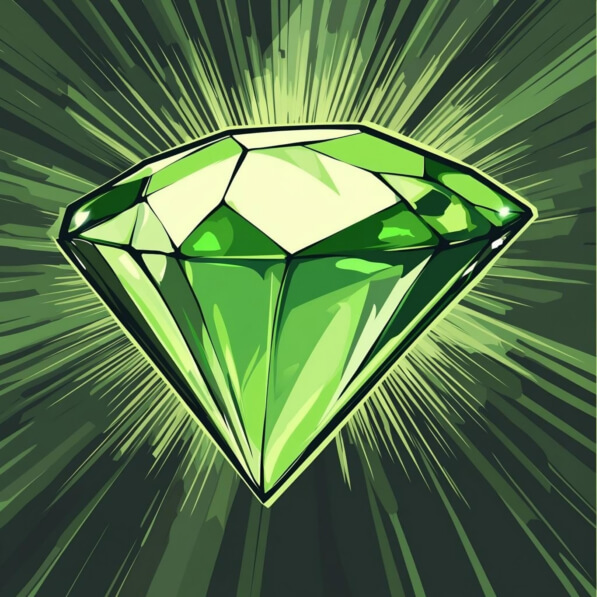 Scarica Diamante Verde Stilizzato con Sfondo Radiante Sfondi Online - Creative Fabrica