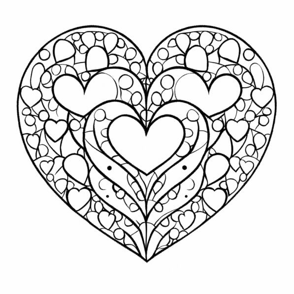 Download Intricate Heart Coloring Design Coloring pages Online ...