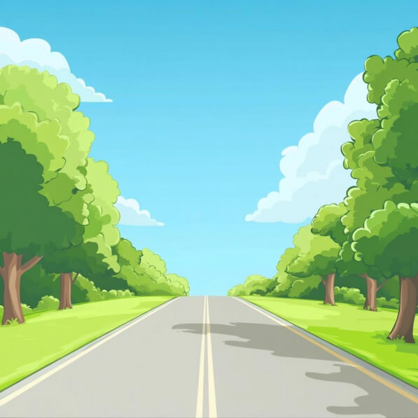 Download Scenic Road with Green Trees and Blue Sky Backgrounds Online ...