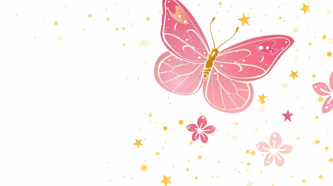 Download Whimsical Pink Butterfly with Stars and Flowers Backgrounds ...
