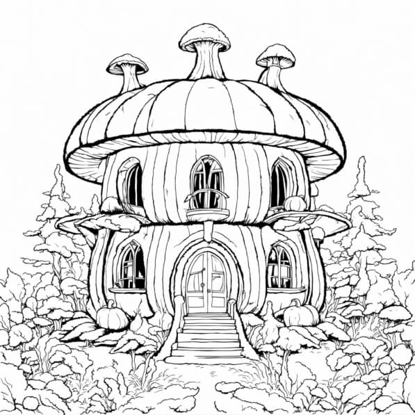 Download Whimsical Mushroom-Shaped House Coloring pages Online ...