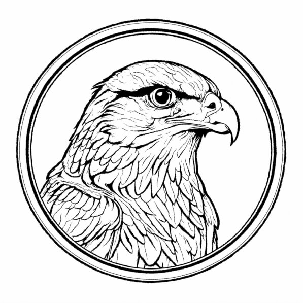 Download Detailed Line Drawing of a Hawk Coloring pages Online ...