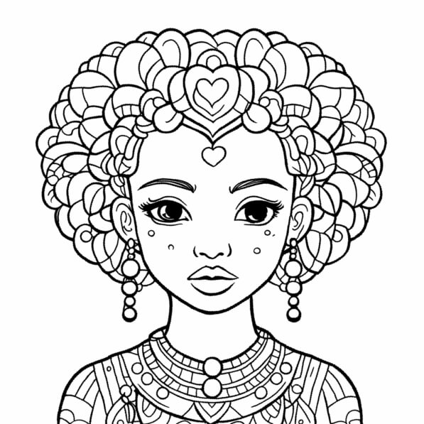 Download Line Drawing of a Young Woman with Elaborate Hairstyle ...