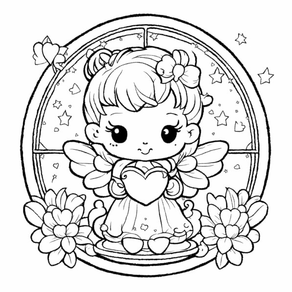 Download Cute Angelic Girl Coloring Page Coloring pages Online ...