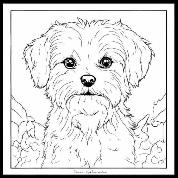 Download Line Drawing of a Small Dog Coloring pages Online - Creative ...