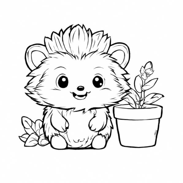 Baixe Porquinho-da-índia de desenho animado fofo com planta em vaso ...