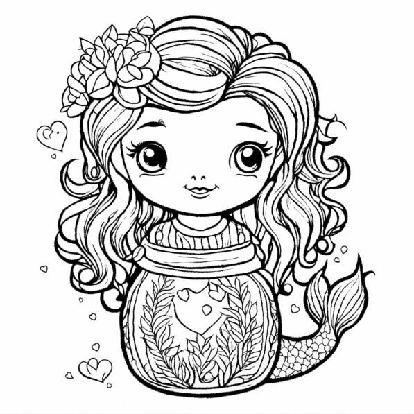 Download Whimsical Mermaid Illustration Coloring pages Online ...